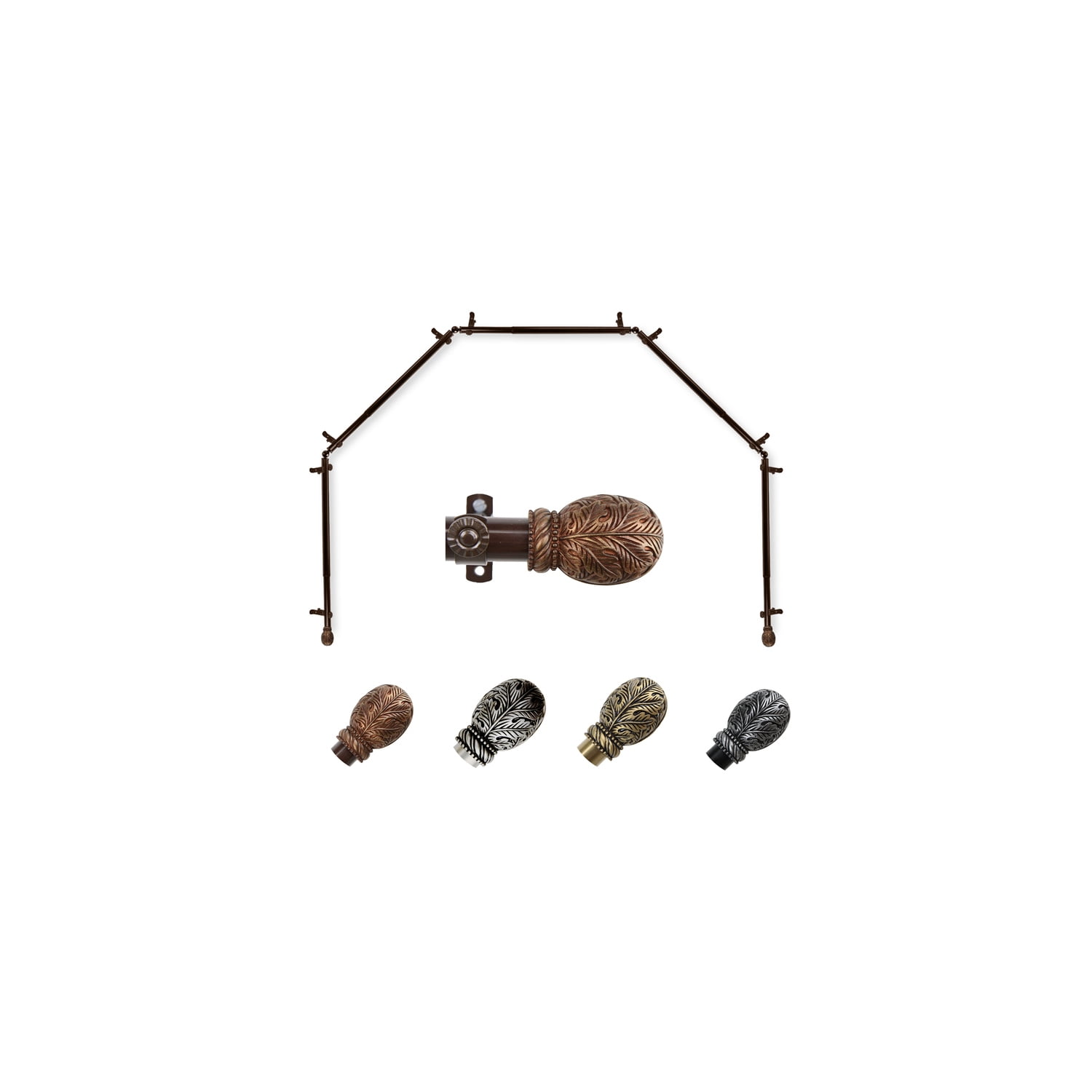 5-Sided Bay Window Curtain Rod Cocoa Corner Drapery Hardware - Walmart.com