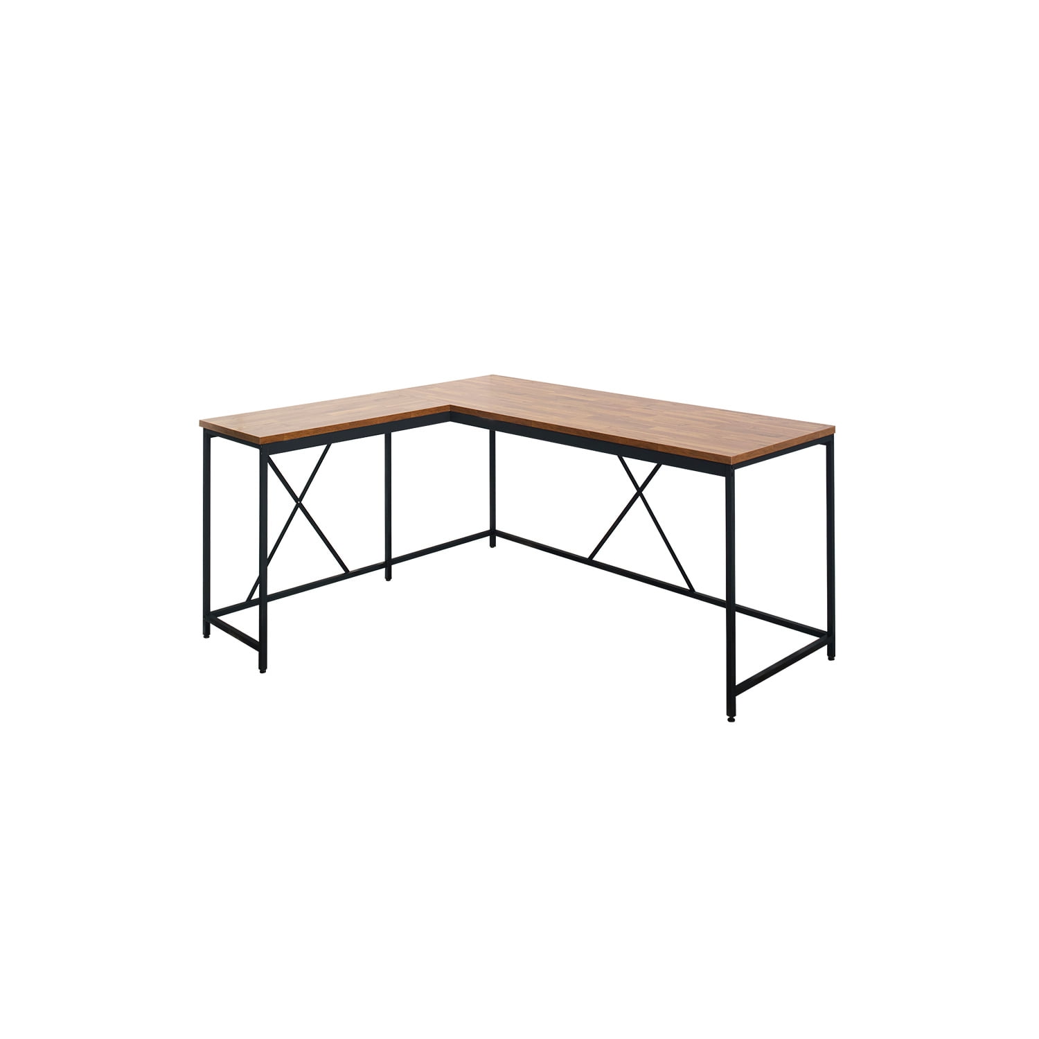 Maykoosh Wood And Metal Corner Desk In Acacia And Black - Walmart.com
