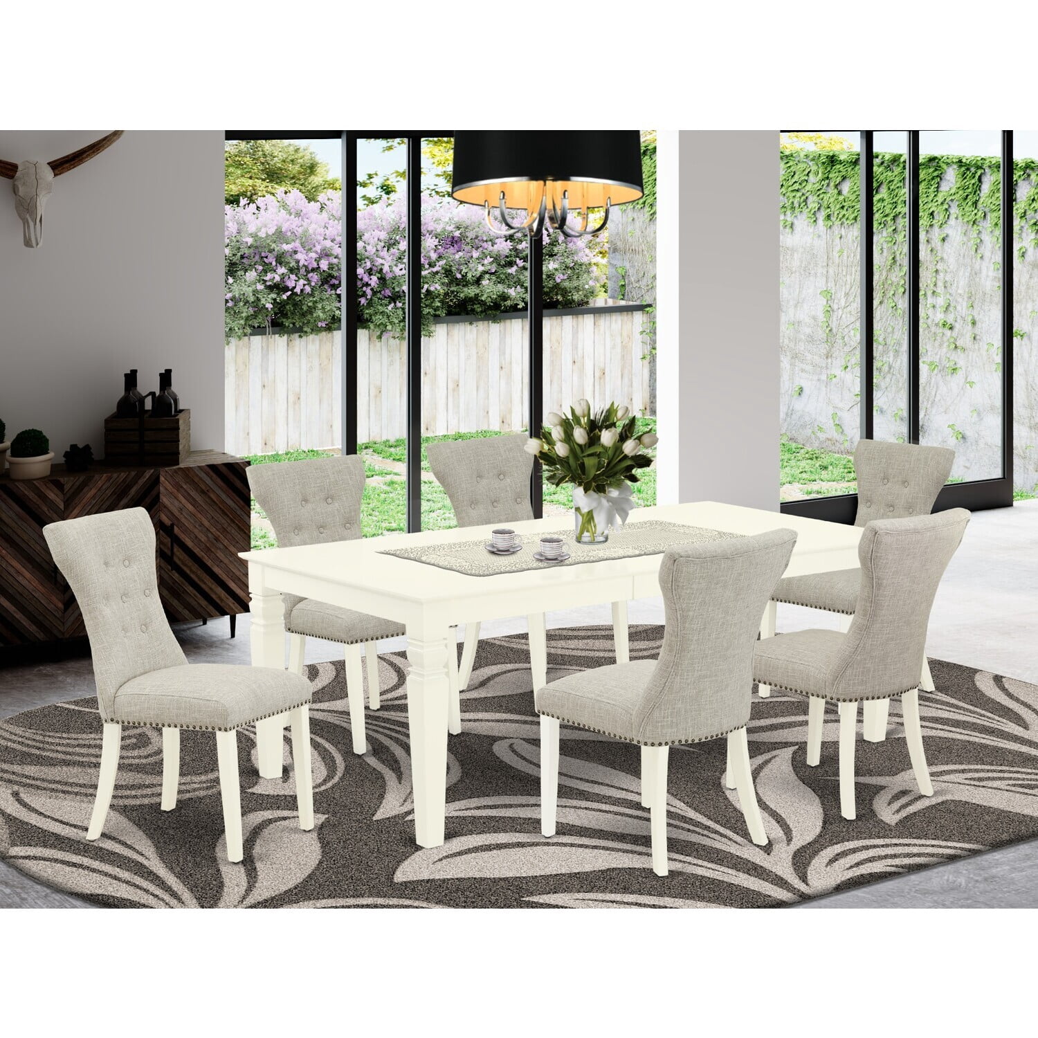 Maykoosh Zen Zone 7-Piece Kitchen Table Set- 6 Parson Dining Chairs And ...