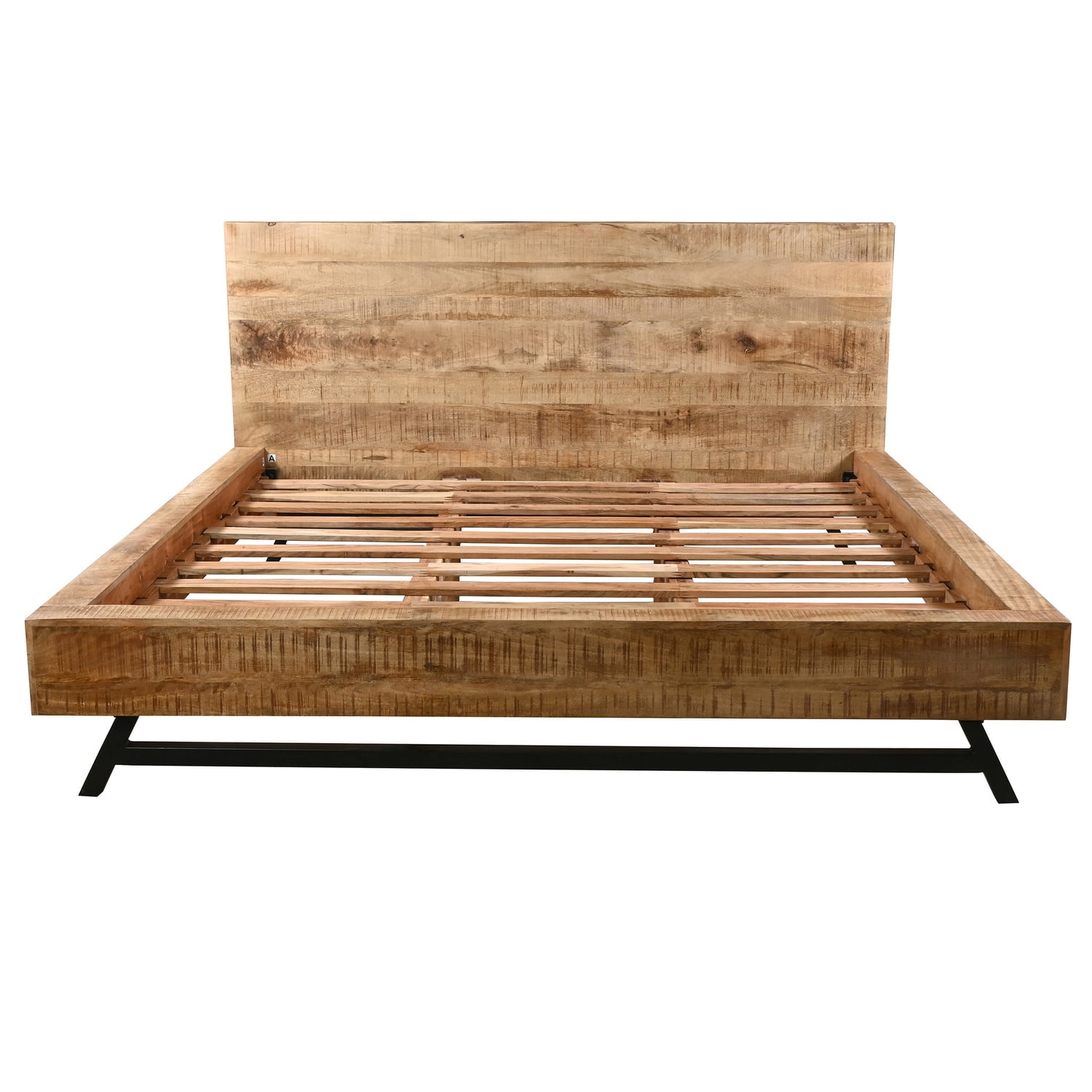 Maykoosh Zen Zone Rustic King Size Platform Bed, Brown Acacia & Mango ...
