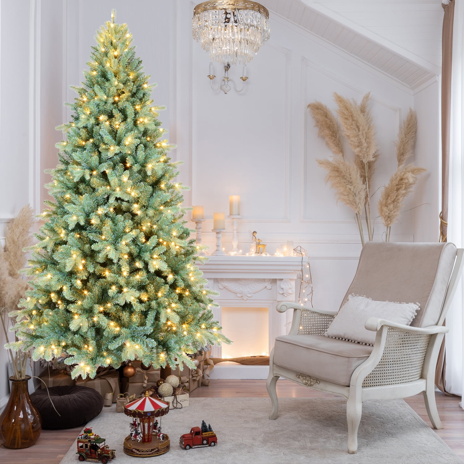 Maylaviu 5ft Lighted Artificial Christmas Tree, 854 Premium PE/PVC ...