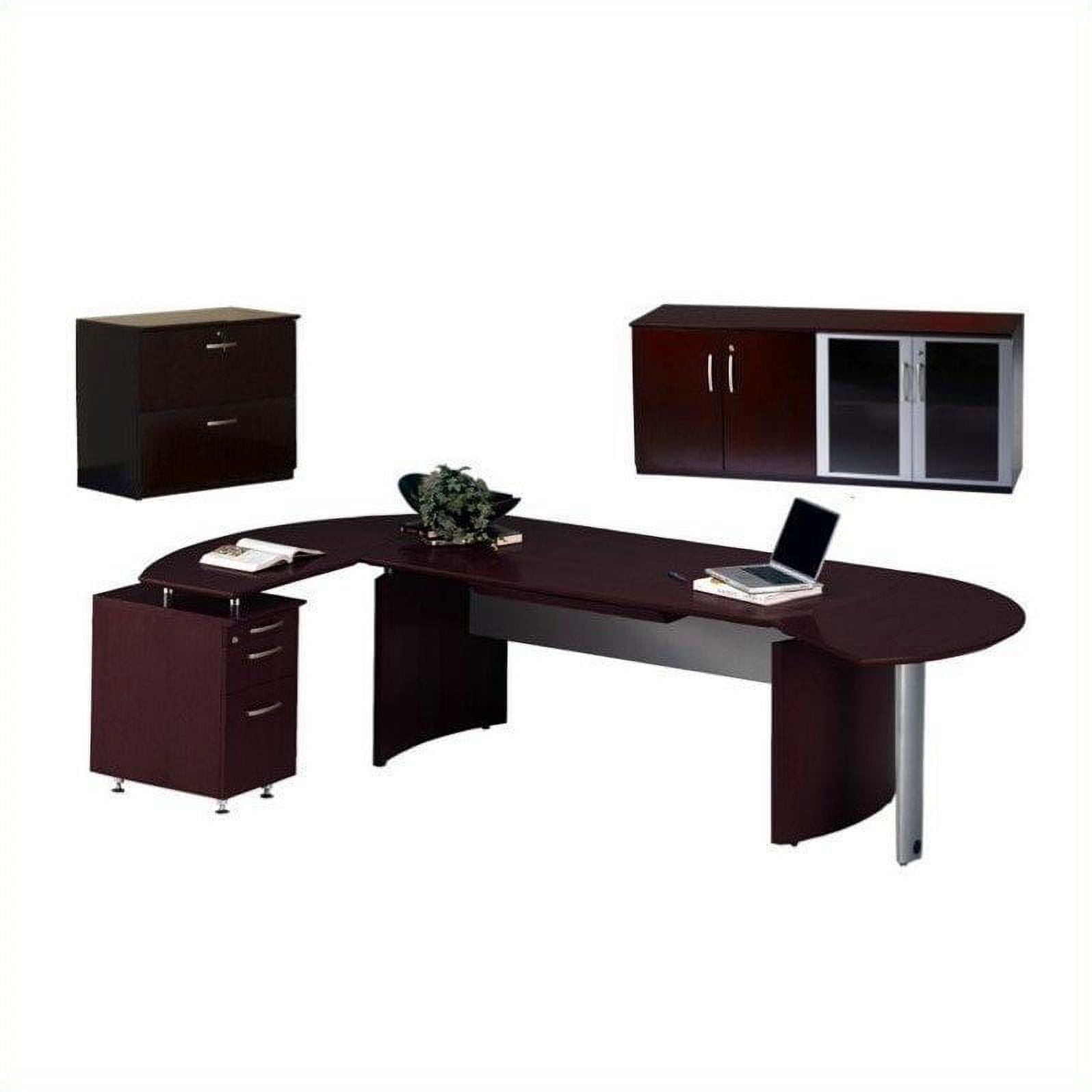 Mayline Napoli 72" Computer Desk Set with Left Return in Mahogany ...