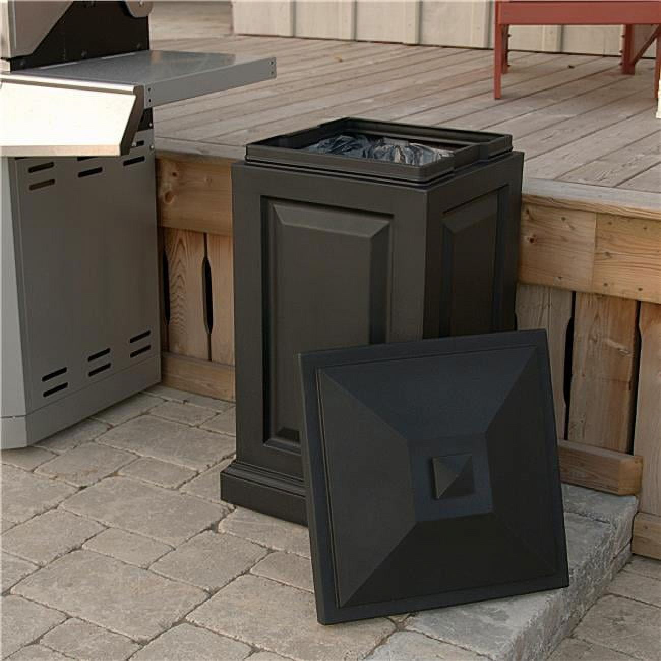 Mayne Berkshire Weatherproof Traditional Plastic Waste Bin in Black ...