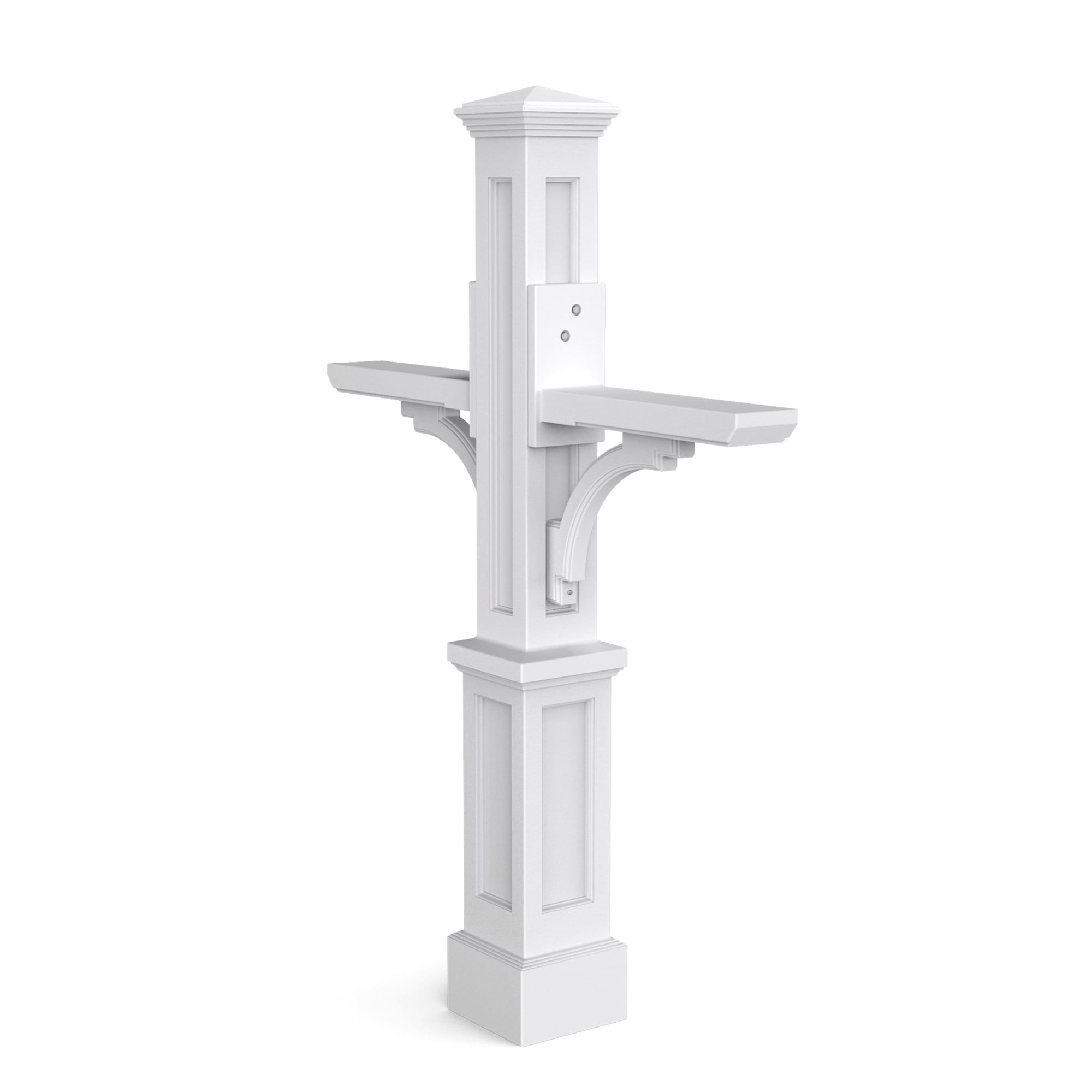 Mayne Newport Plus Double Mailbox Arm Mount White Plastic Mailbox Post ...
