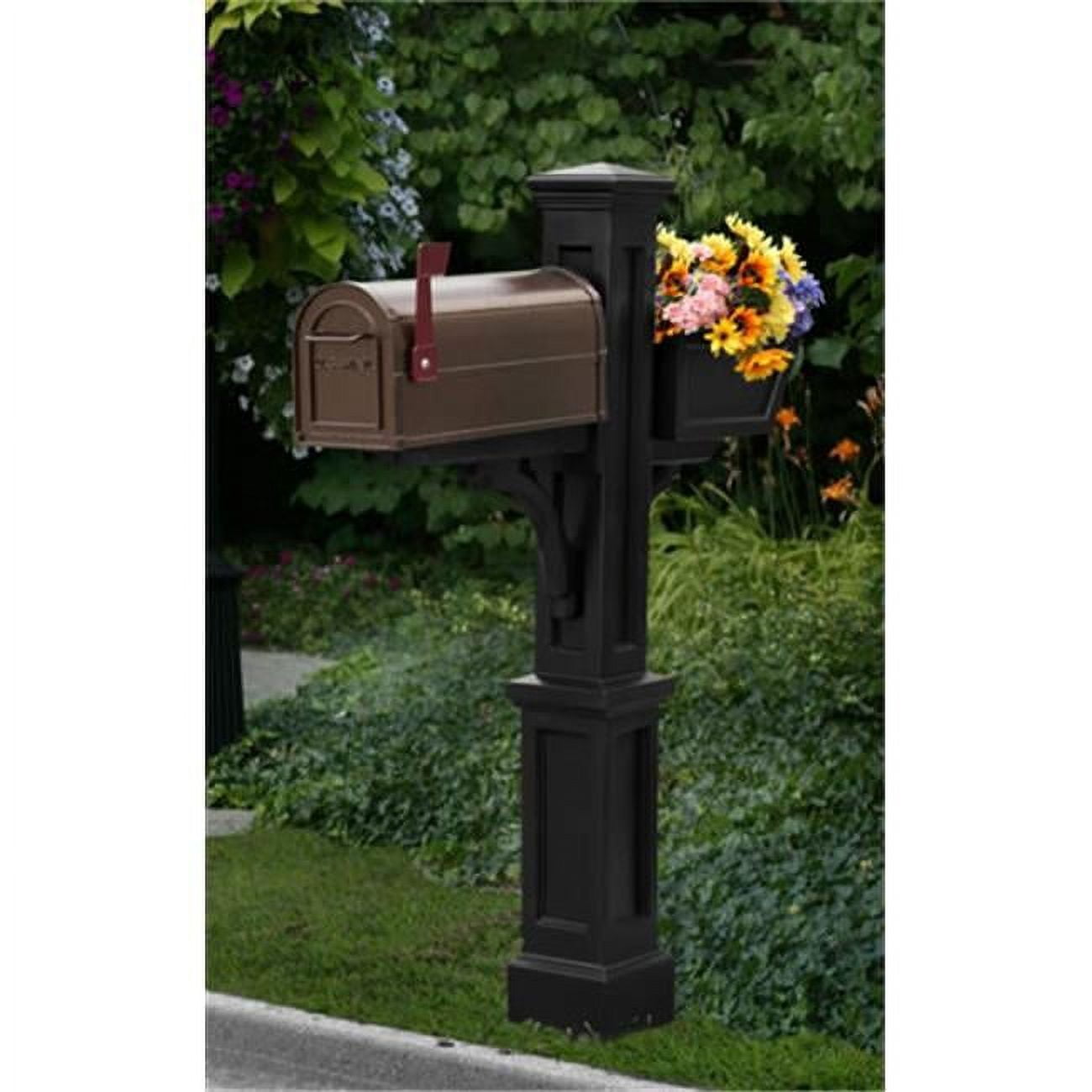 Mayne Westbrook Plus Mail Post with Planter & Mailbox Arm, Black, UV ...