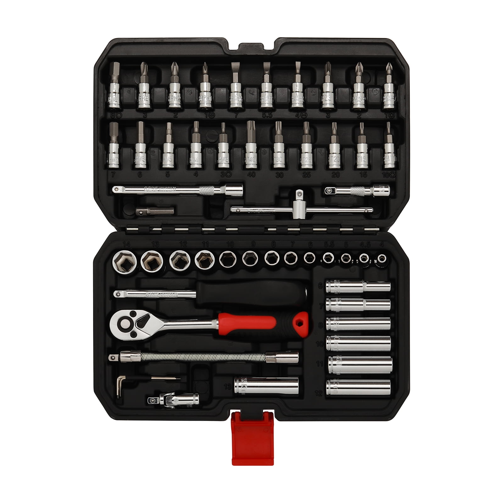 Mayouko 53 Pieces 1/4 inch Drive Socket Ratchet Wrench Tool Set, CR-V ...