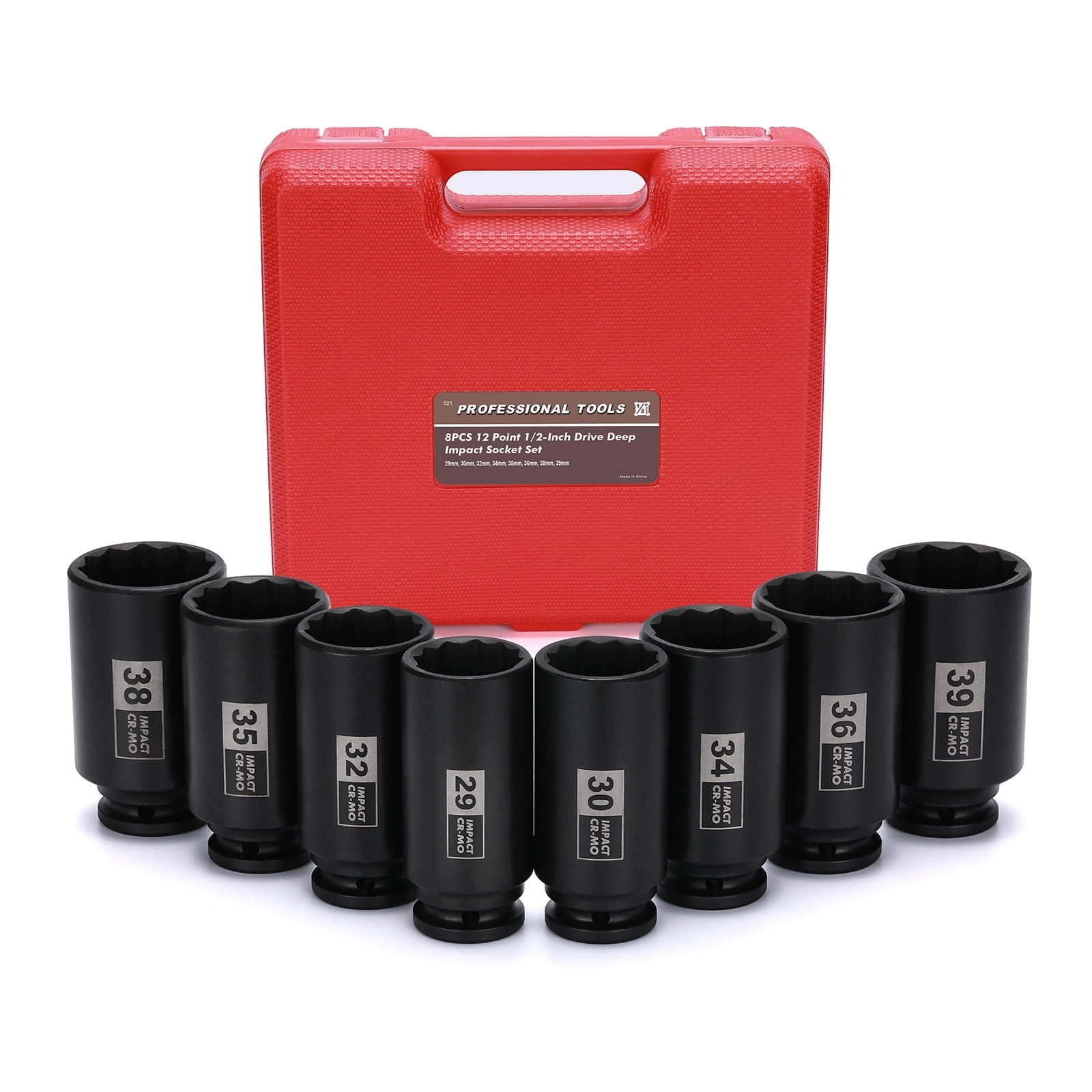 Mayouko 8PCS 1/2" Deep Axle Nut Impact Socket Set, CR-MO, 12 Point ...