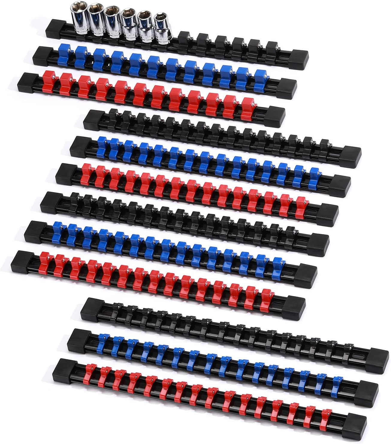 Mayouko Pro 12PCS ABS Socket Organizer, Portable Socket Rail Holder for ...