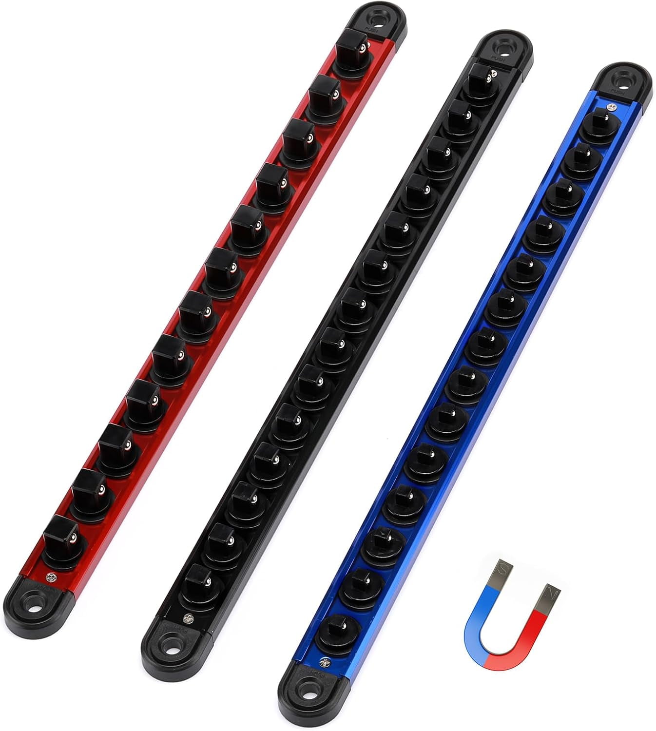 Mayouko Pro Aluminum Magnetic Socket Organizer, 3-Piece Socket Rail ...