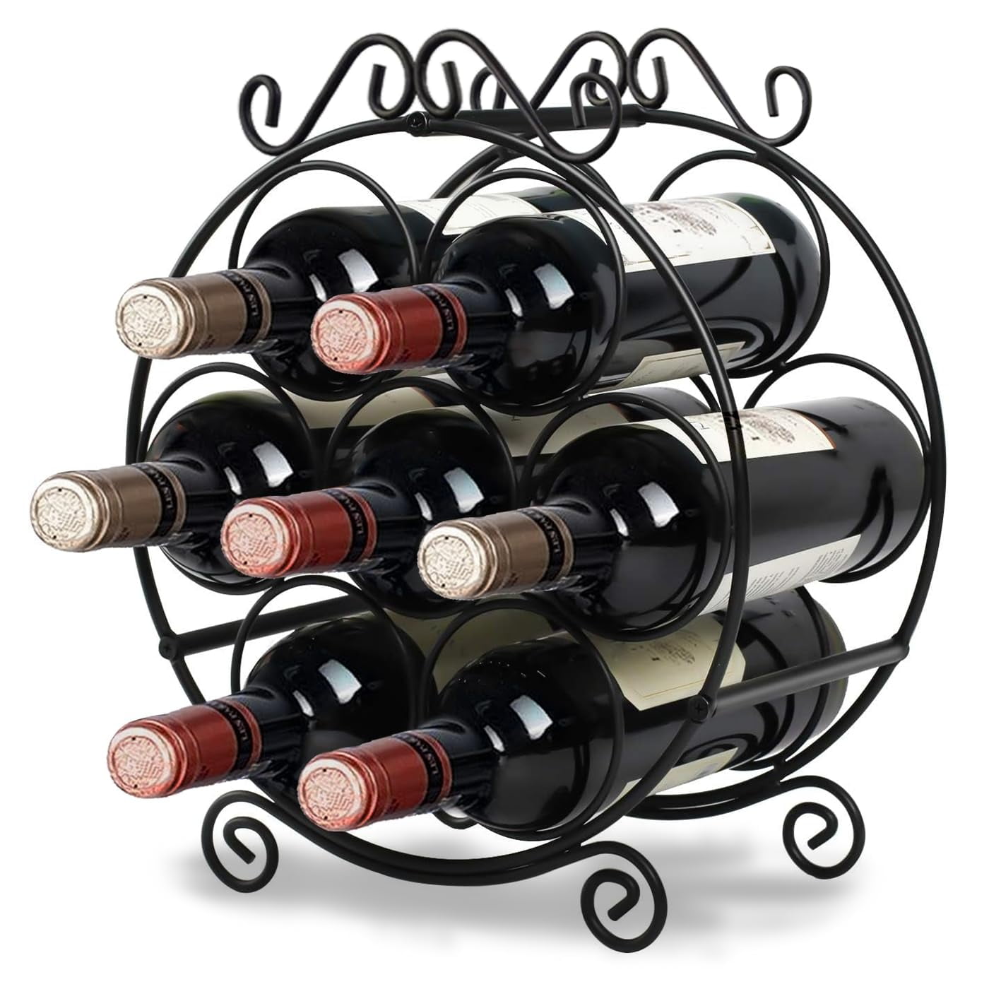 Maypes 7-Bottle Countertop Wine Rack 13x12x6.5 in., Iron Wire Rack for ...