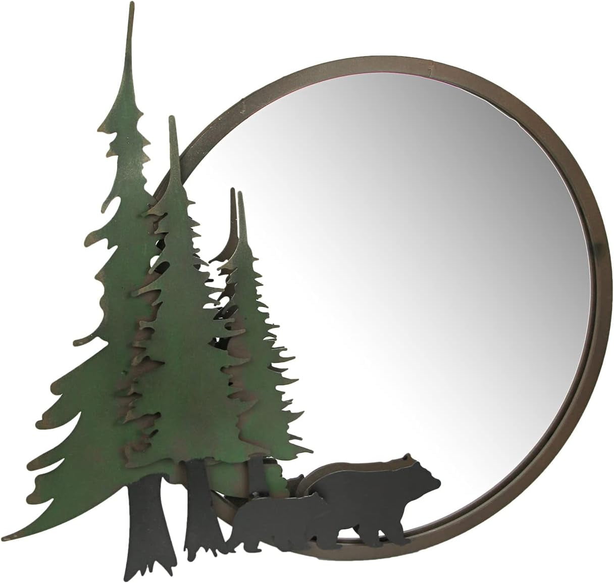 Mayrich Black Bear Forest Wall Mirror Decorative Metal Bathroom Bedroom Lodge Accent ...