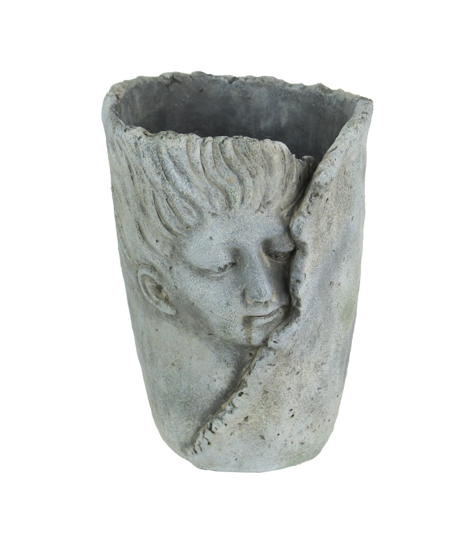 Free Shipping! Mayrich Weathered Finish Concrete Leaf Wrap Face Planter ...
