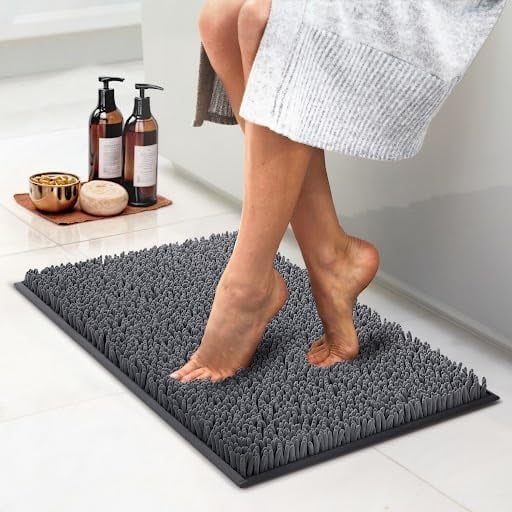 Mayshine Luxury Bathroom Mats, Plush Shaggy Chenille, Non-Slip ...