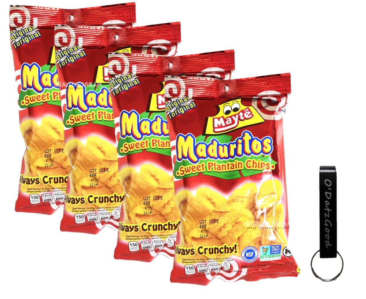 Mayte Sweet Plantain Chips 3 oz (85g) Pack of 4 Packaged w/ ODatzGood ...