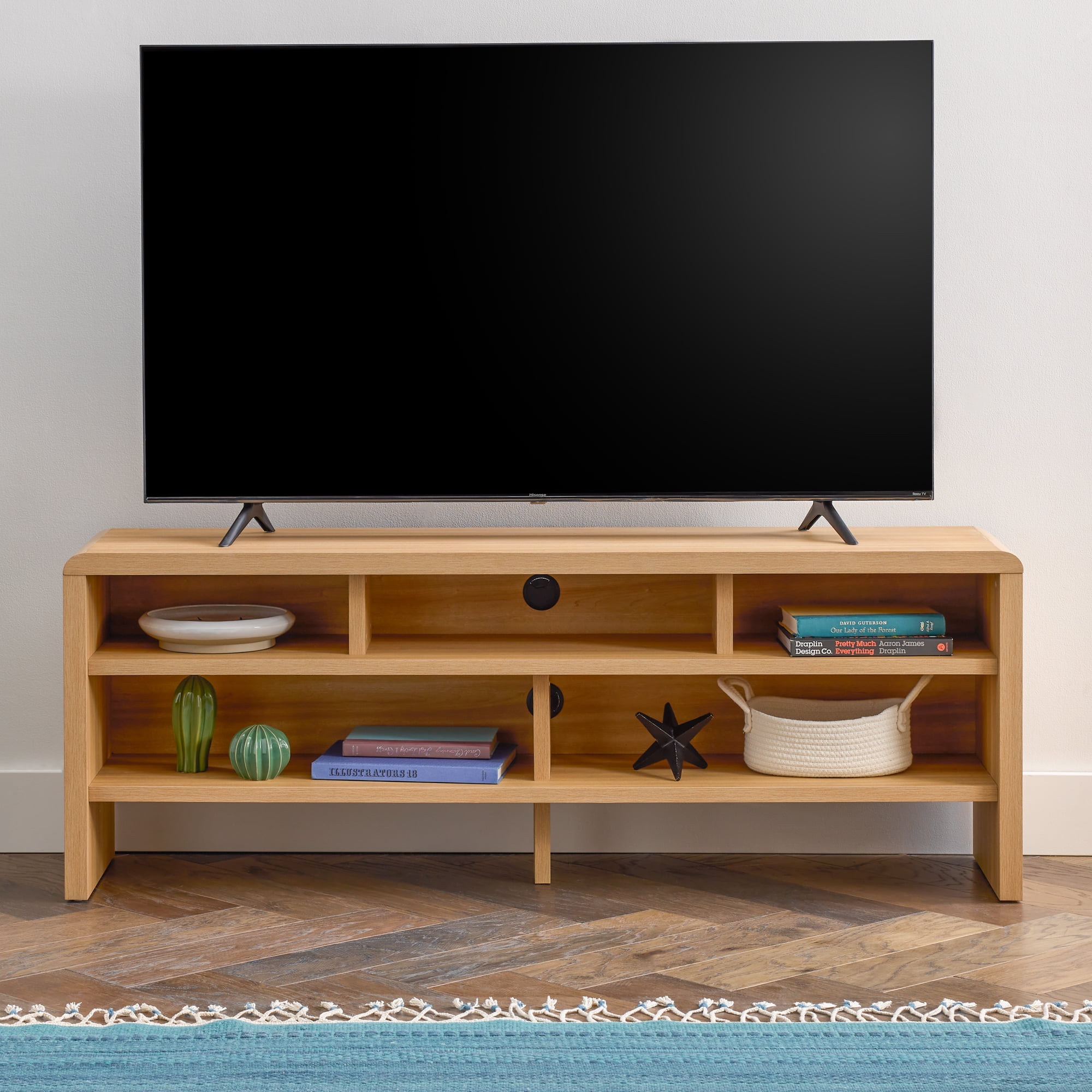 Mayview Gatsby Rounded Corner Modern TV Stand, Light Oak - Walmart.com