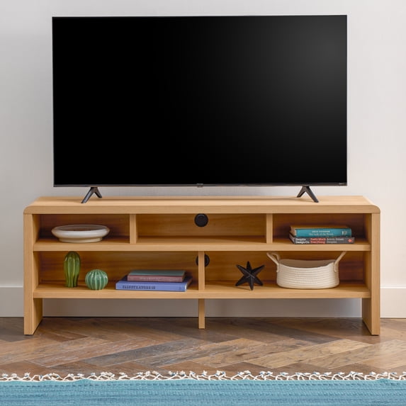 Mayview Gatsby Rounded Corner Modern TV Stand, Light Oak - Walmart.com