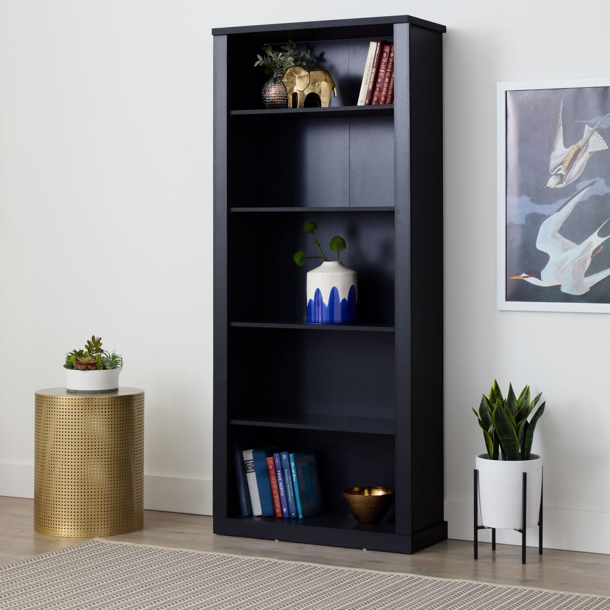 Mayview Stoddard Five Shelf Standard Bookcase, Black - Walmart Business ...