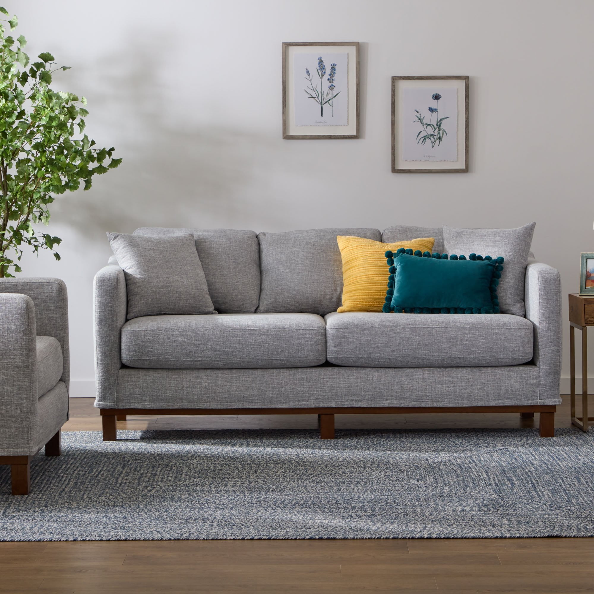 Mayview Barrett 85" Upholstered Wood Base Sofa, Gray - Walmart.com