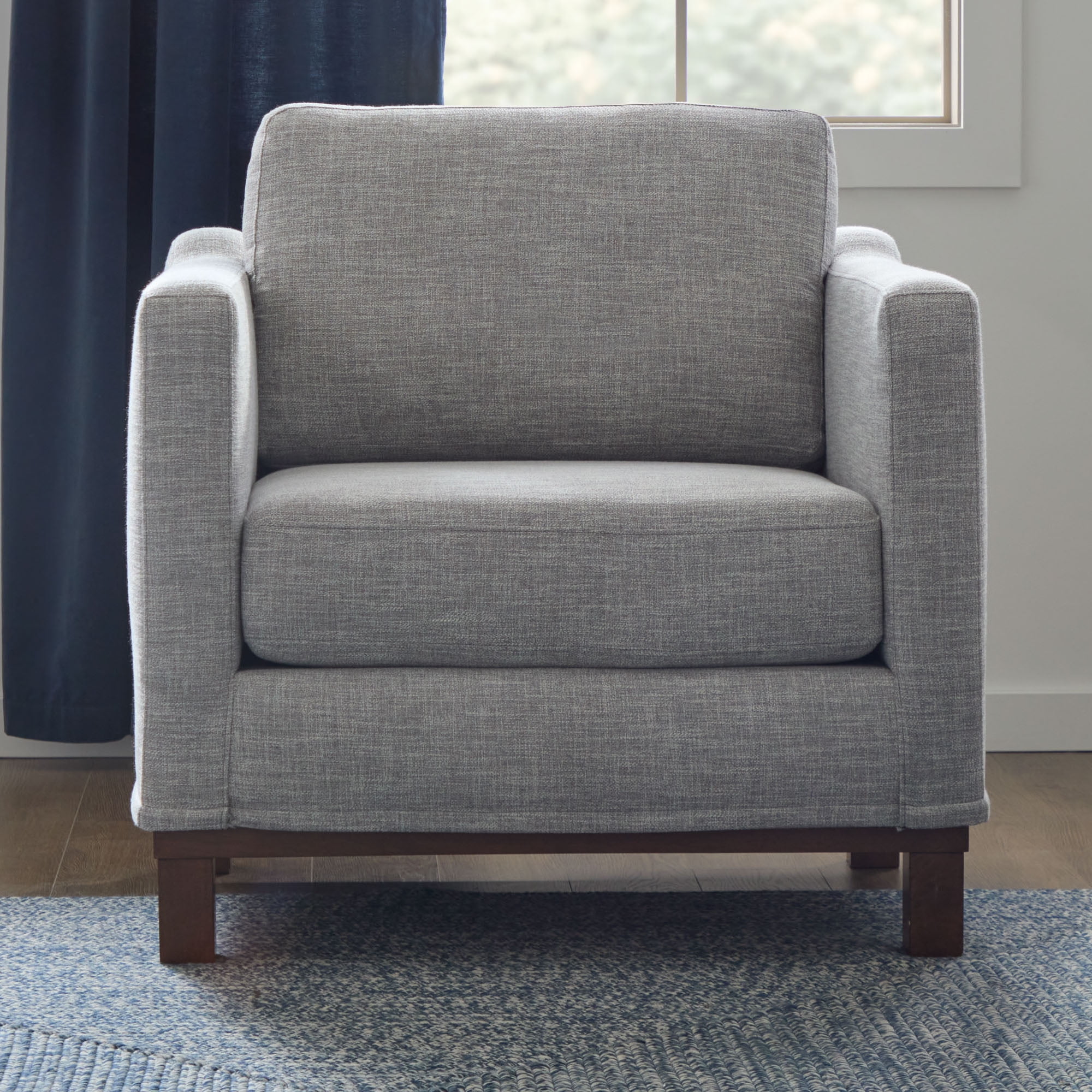 Mayview Wood Base Accent Chair, Light Gray - Walmart.com