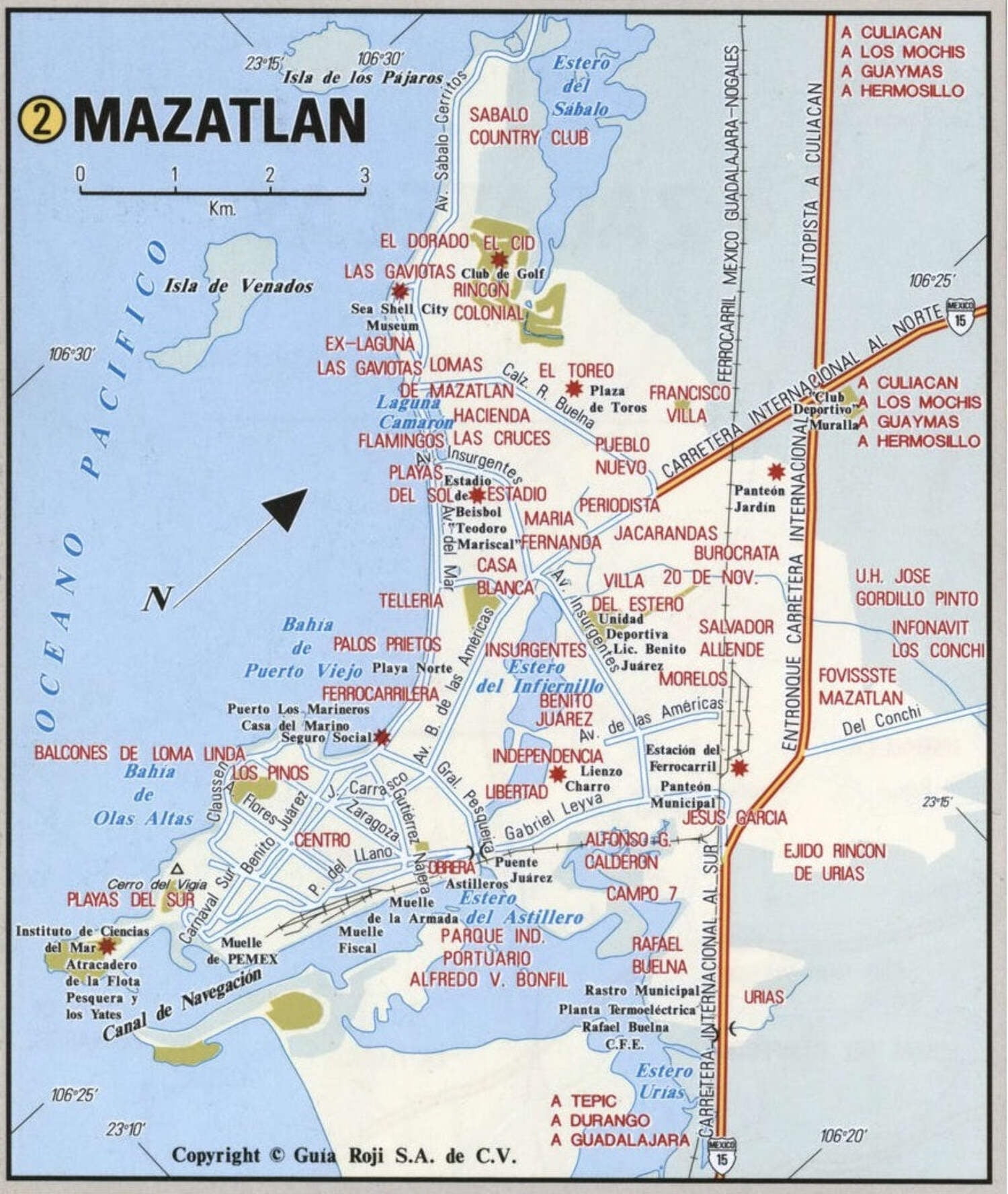 Mazatlan Mexico Road Map Glossy Poster Picture Photo Print Banner ...