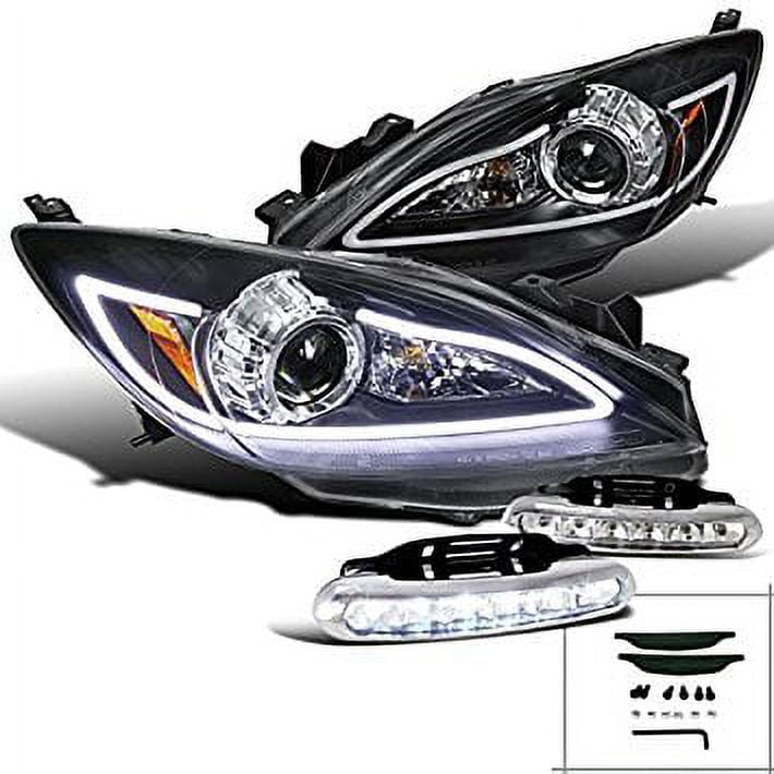Mazda 3 JDM Black LED DRL Strip Projector Headlights w/ 6-LED DRL Fog ...