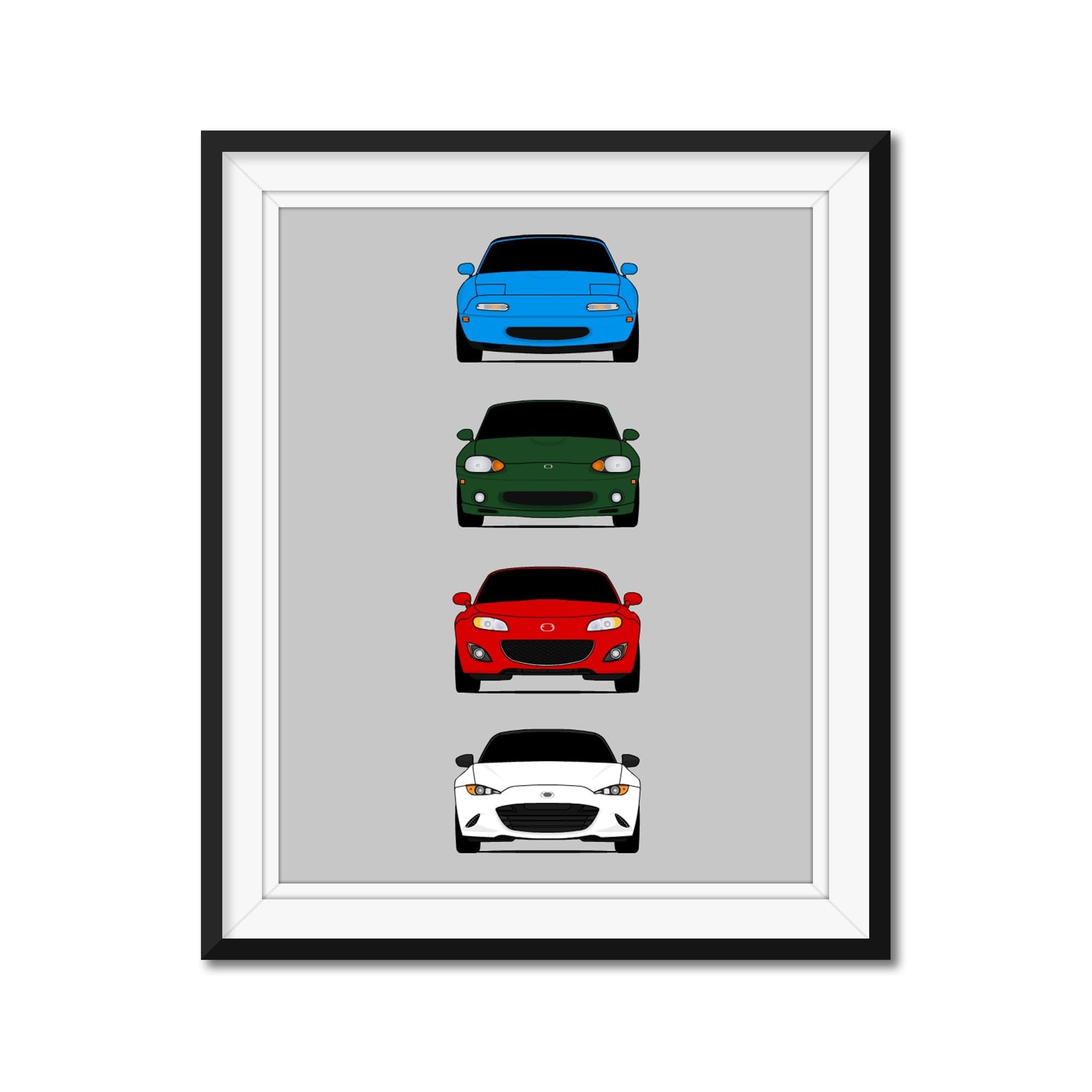 Mazda MX-5 Miata Generations Wall Art, NA NB NC ND Series Handmade ...