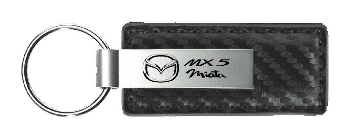 Mazda Miata MX-5 Gun Metal Carbon Fiber Leather Key Chain Fob Official ...