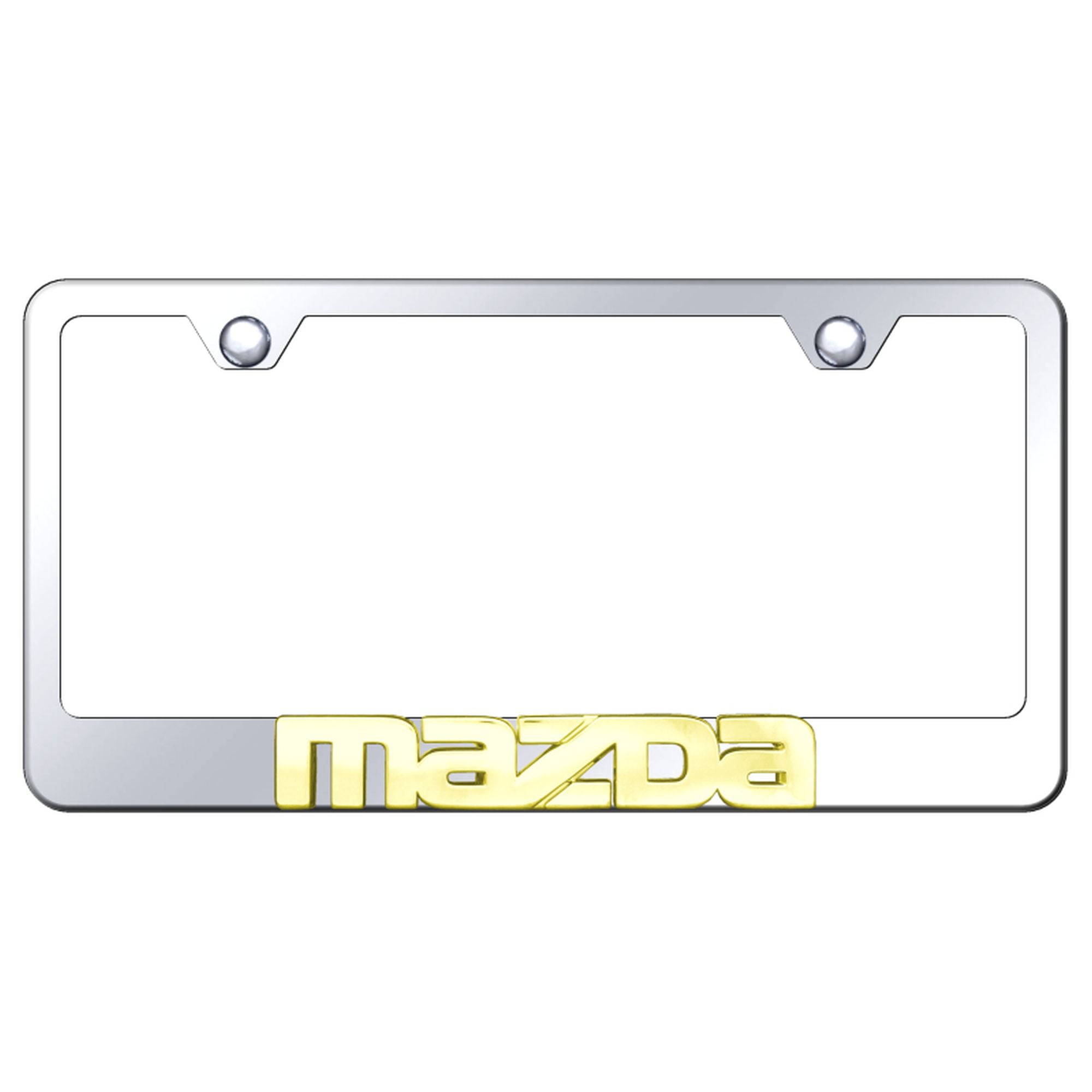 Mazda OEM Logo Stainless Steel License Plate Frame (Gold on Mirrored ...