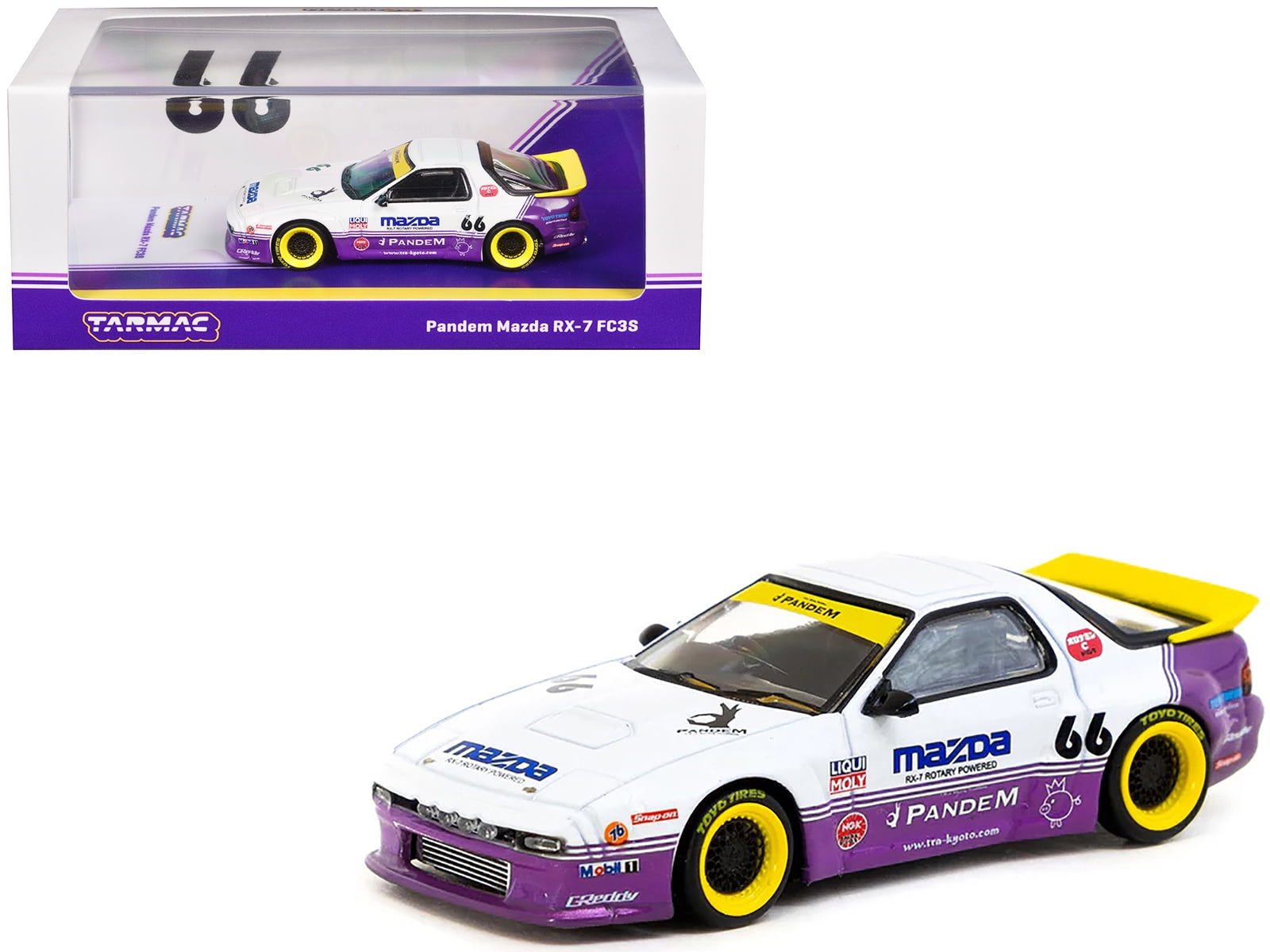 Mazda RX-7 FC3S Pandem RHD #66 White and Purple with Graphics "Hobby64" Series 1/64 Diecast ...