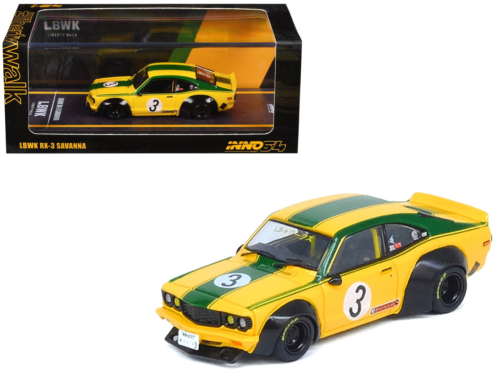 Mazda RX3 LBWK Liberty Walk Savanna Yellow Inno 64 - Walmart.com