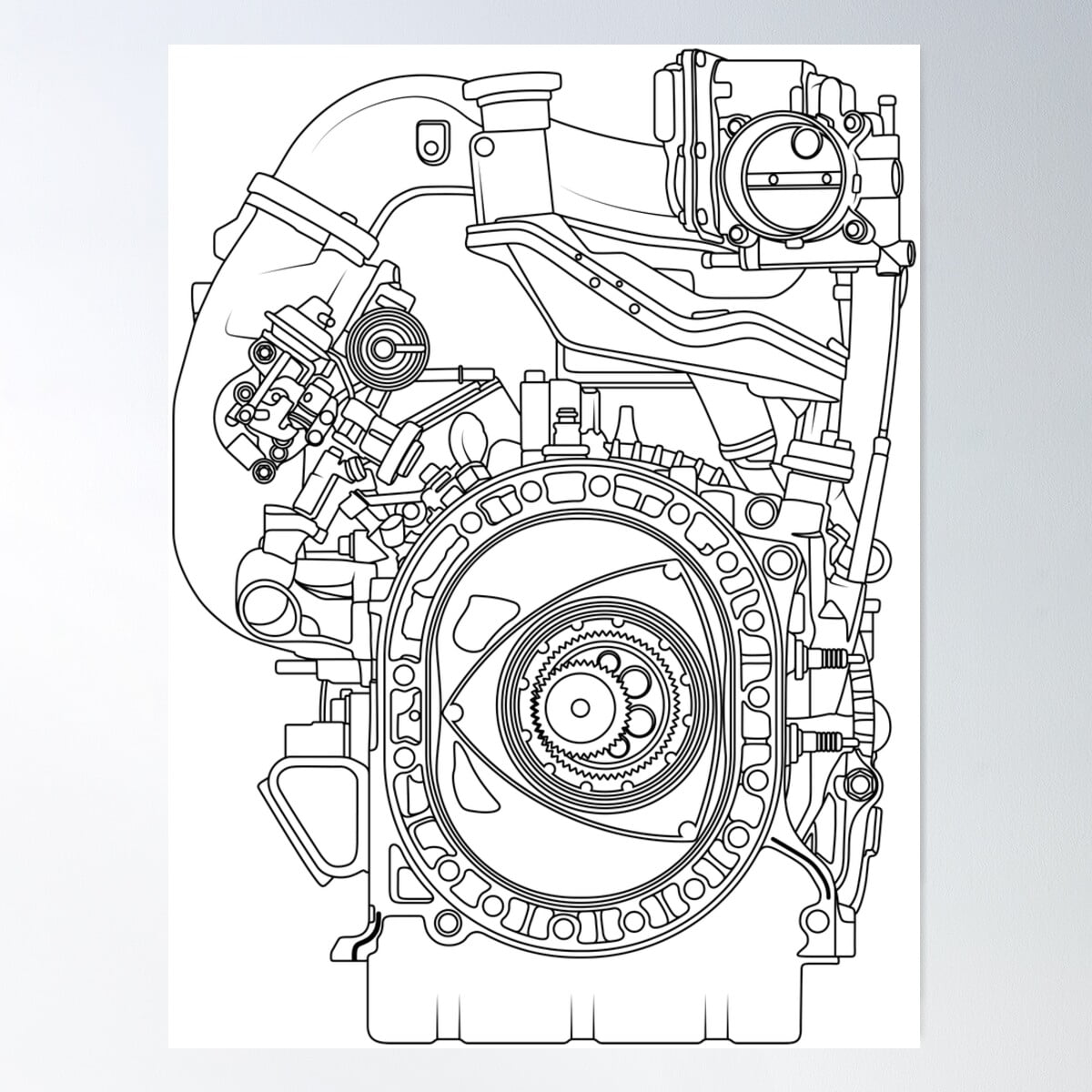 Mazda Rx-7 Fc Fd Rx-8 Engine Vankel Rotary Engine Blueprint Poster Wall ...