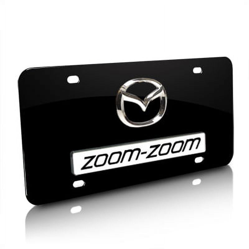 Mazda Zoom Zoom 3D Logo and Nameplate on Black Stainless Steel License ...