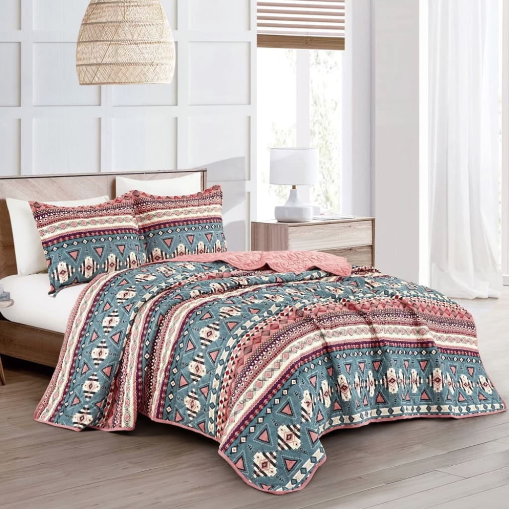 Jaba USA 3 Piece Southwest Aztec Quilt Bedding Set, Queen - Walmart.com