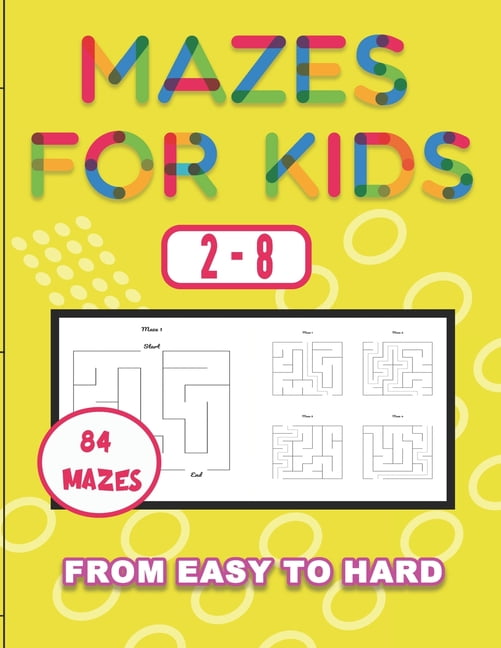 Mazes For Kids 2-8 from easy level to hard: fun mazes with solution, maze puzzle workbook for ...