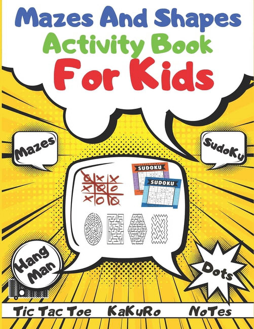 Mazes and Shapes Activity Book For Kids: Activity Kids, Dots & Boxes ...