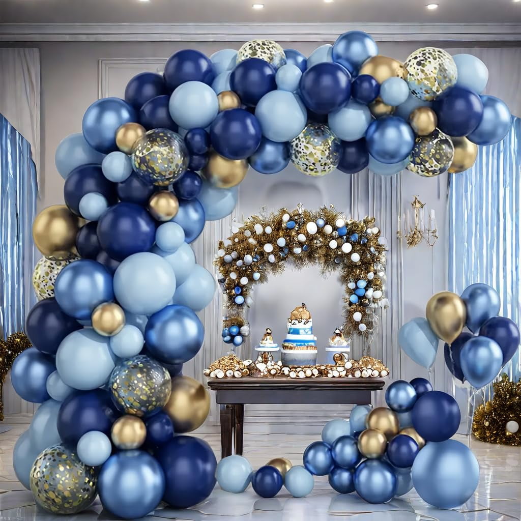 Maznyu Blue Balloon Garland KEF16 Arch Kit, Golden Confetti Blue ...