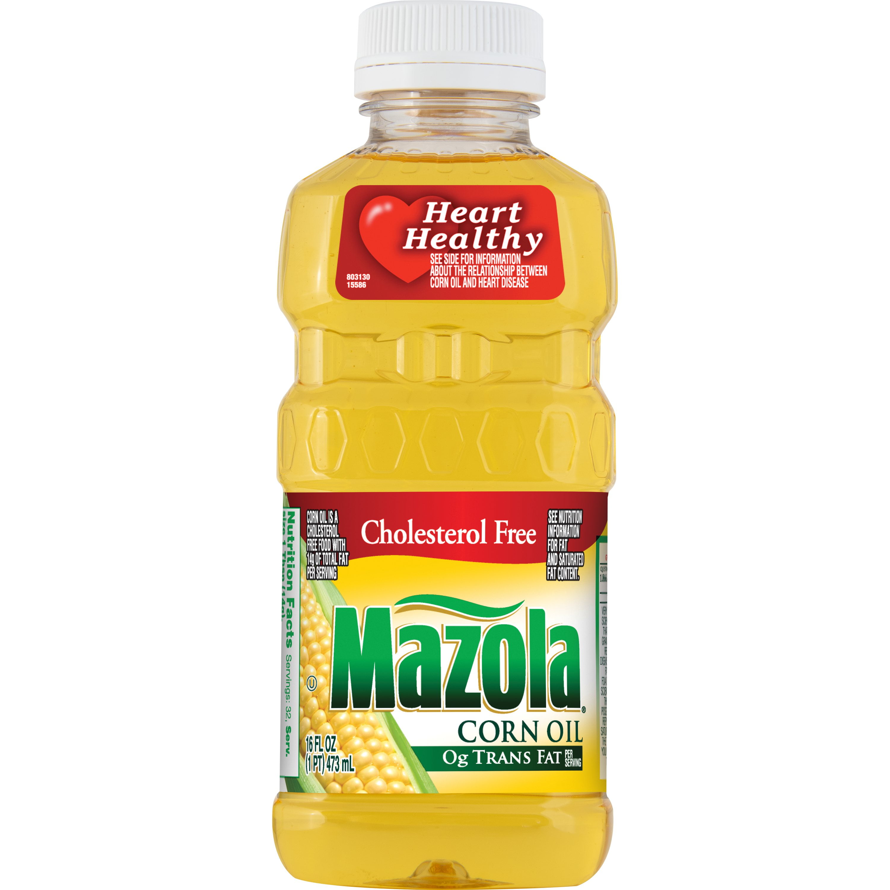 Mazola 100% Pure Cholesterol Free Corn Oil, 16 fl oz, Plastic Bottle ...