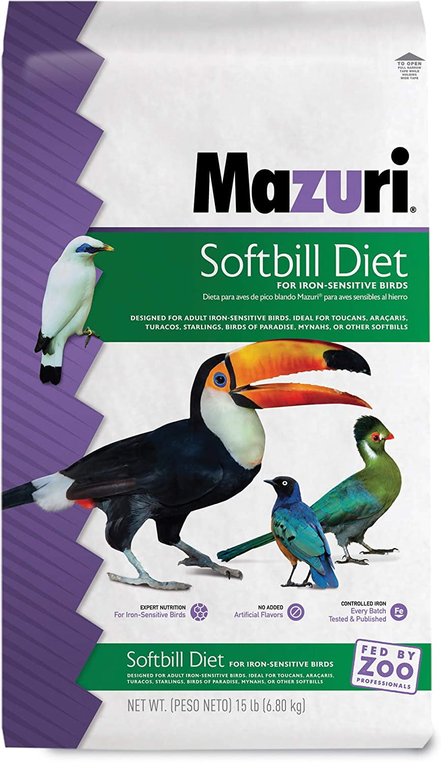 Mazuri | Softbill Diet for Iron-Sensitive Birds | 15 Pound (15 lb) Bag ...