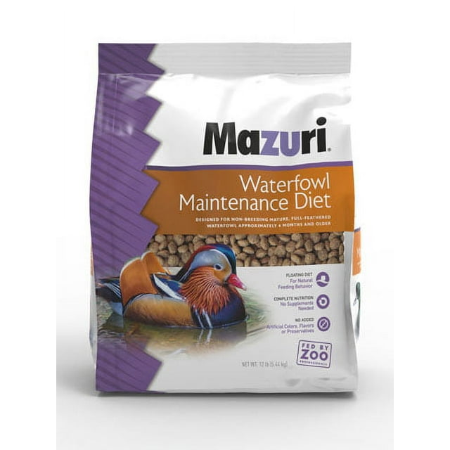 Mazuri Waterfowl Maintenance, Waterfowl Food for Ducks and Geese, 12 ...