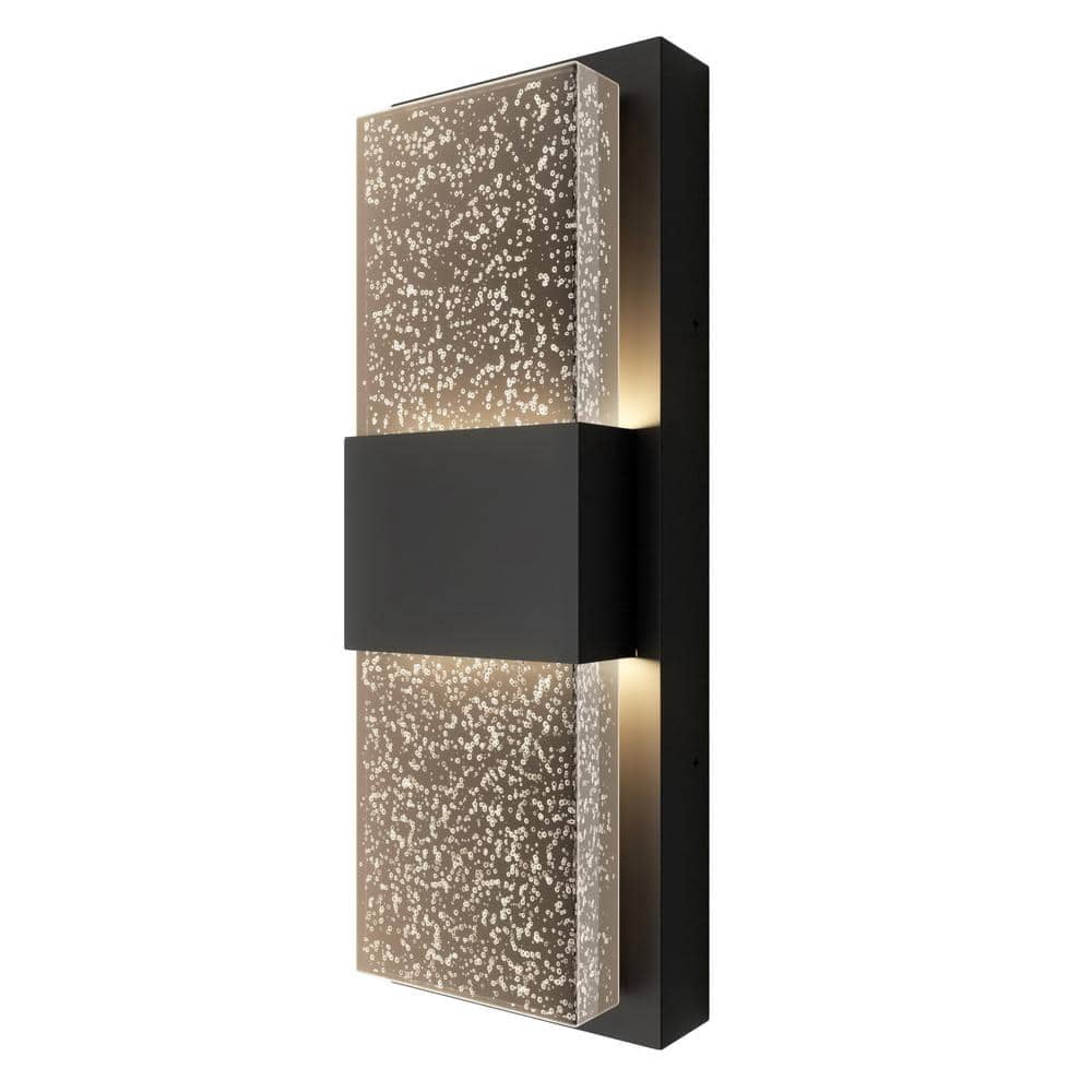 Mazza Black Modern Bubble Glass Integrated LED Outdoor Hardwired Garage ...