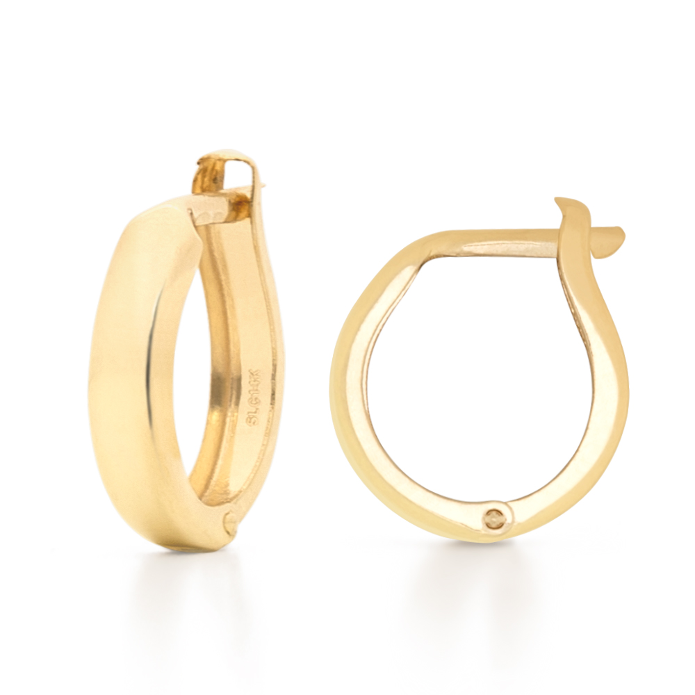 Anygolds 14K Real Solid Gold Heart Drop Huggie Earrings -MOT46948Y ...