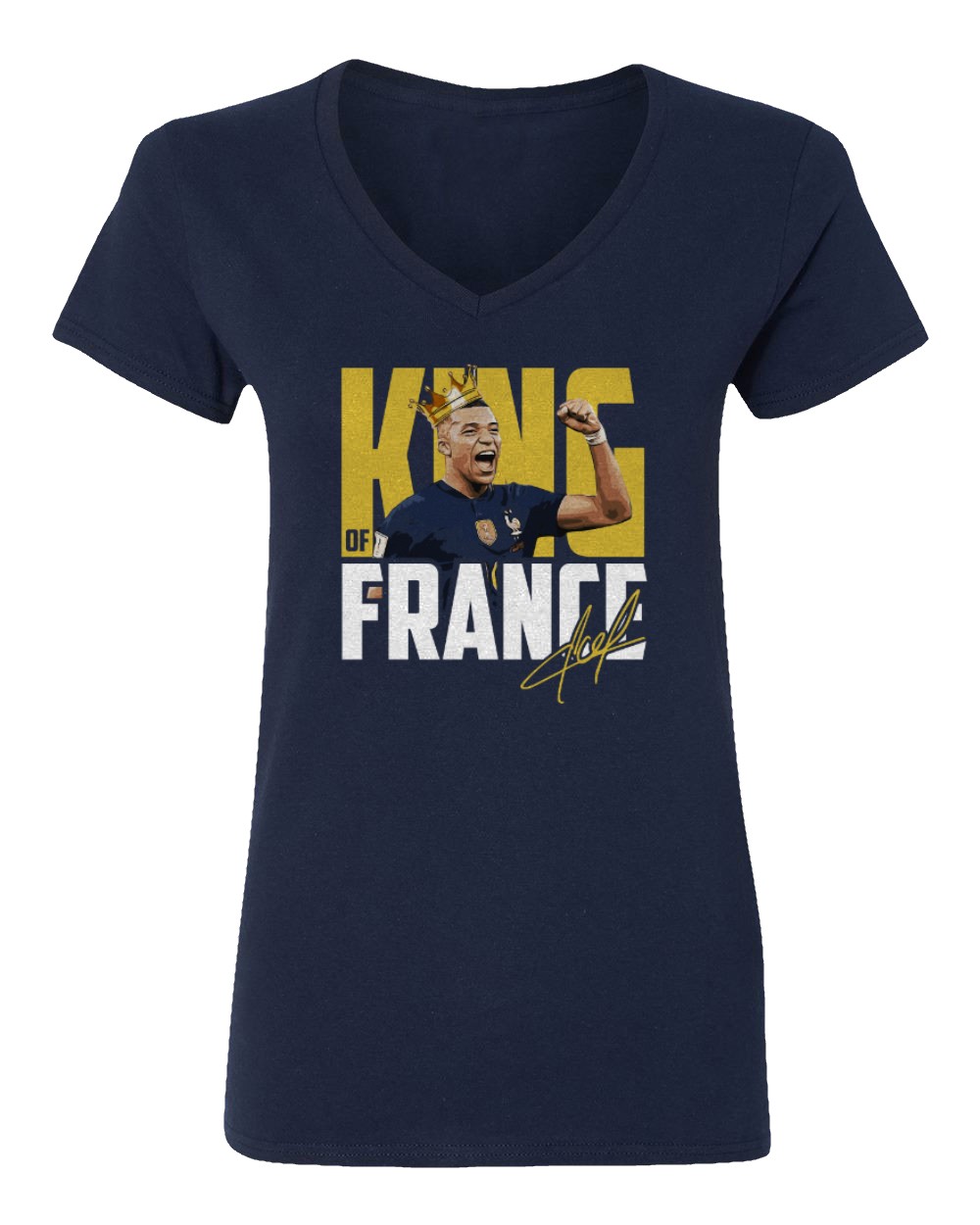 Mbappe The Football King Of France Soccer Fans Ladies V Neck Tshirt