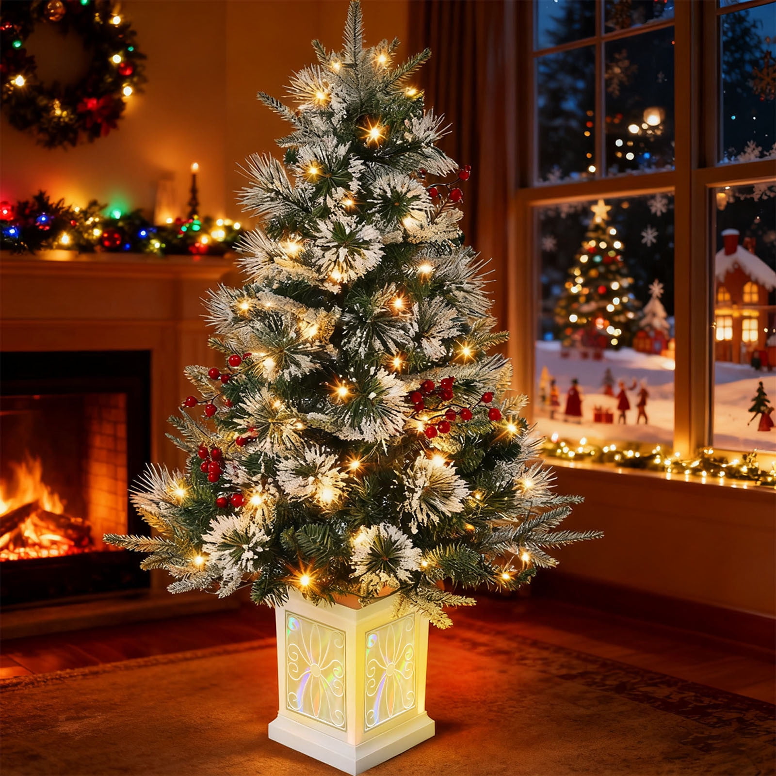 Mbvtdt 3 Ft Pre-Lit Christmas Tree,Artificial Christmas Trees with ...