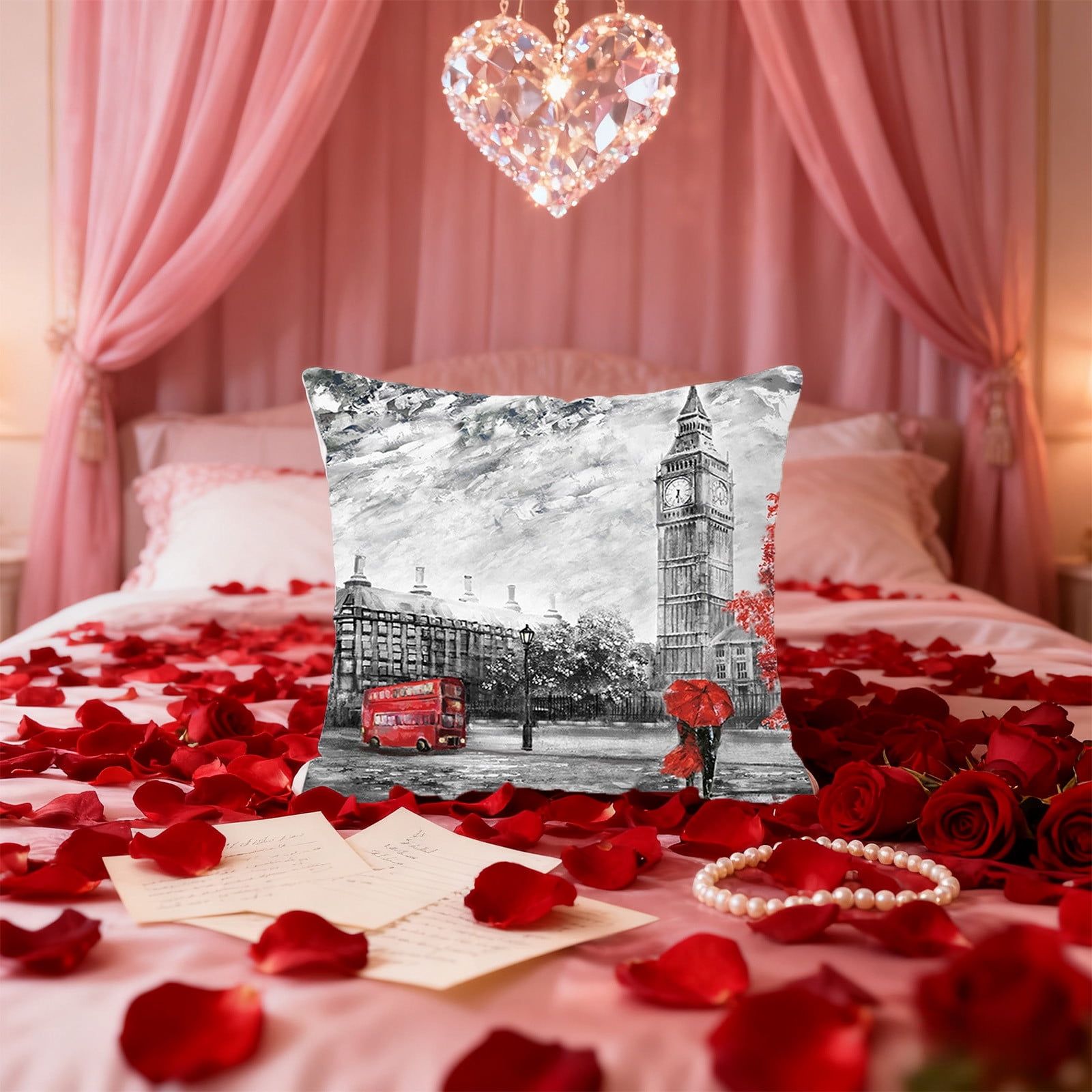 Mbvtdt Valentine's Day Red and White Love Throw Pillow Covers,Set of ...