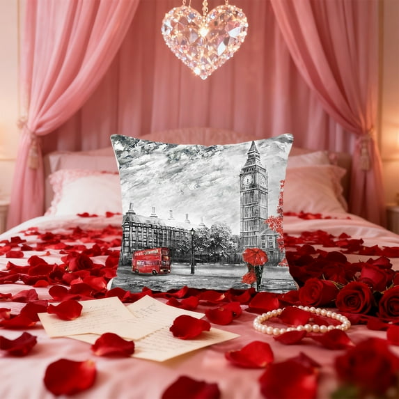 Mbvtdt Valentine's Day Red and White Love Throw Pillow Covers,Set of ...