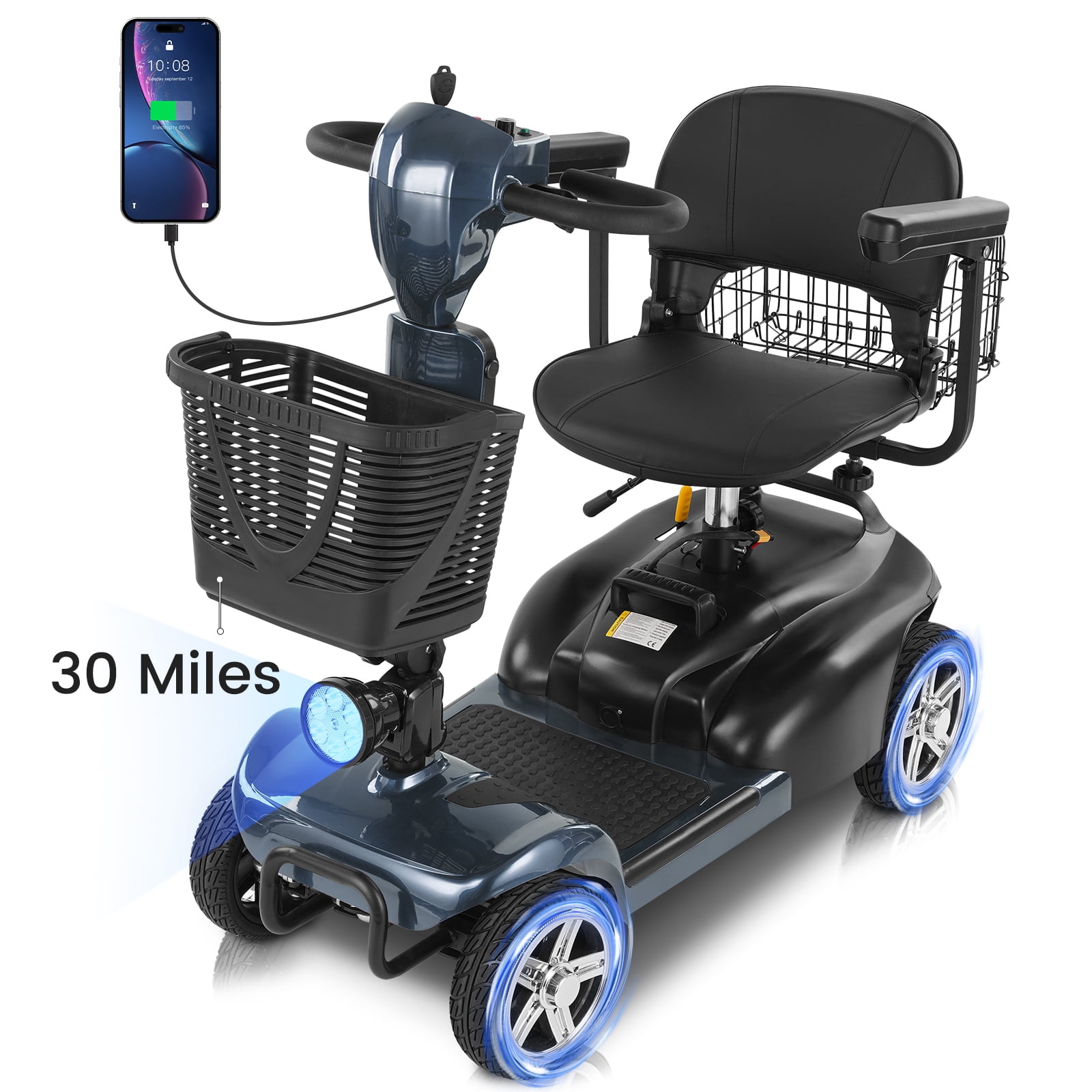 Mbxcooter 30 Miles 4 Wheels Mobility Scooter for Adults&Seniors Up to 300LBS, 350W Electric ...