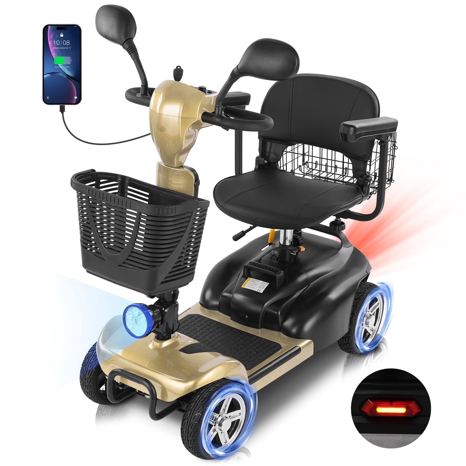 Mbxcooter 30 Miles Long Range 4 Wheels Electric Mobility Scooter for ...