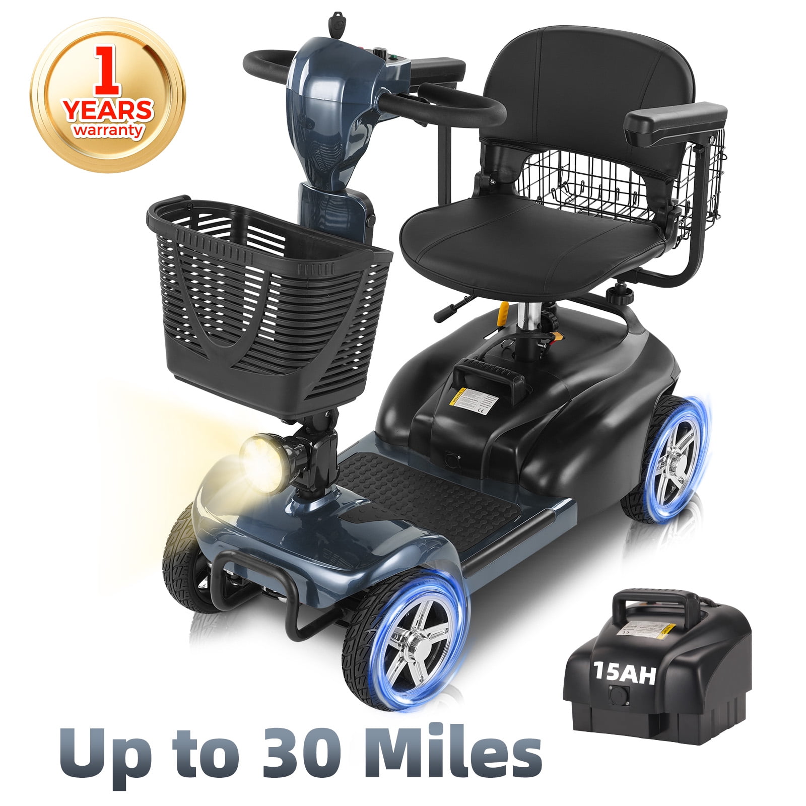 Mbxcooter 4 Wheel Mobility Scooter for Adults/Seniors,15-45 Miles ...