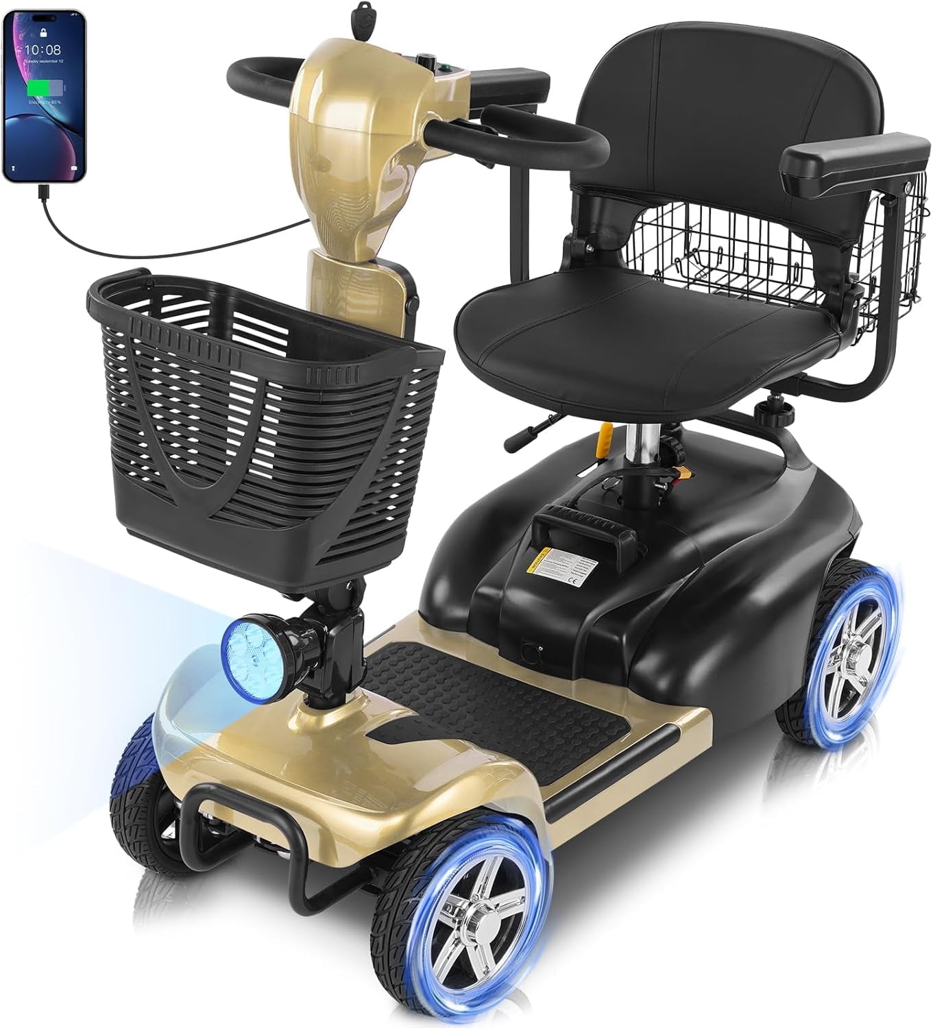 Mbxcooter 4 Wheel Mobility Scooter for Adults/Seniors,15-45 Miles Folding Electric Mobility ...