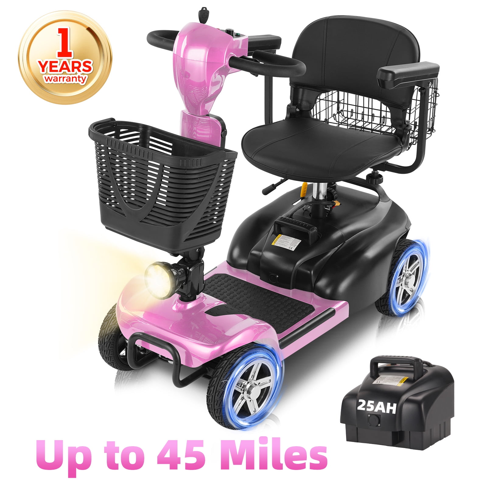 Mbxcooter 45 Miles 4 Wheels Mobility Scooter for Adults/Seniors ...